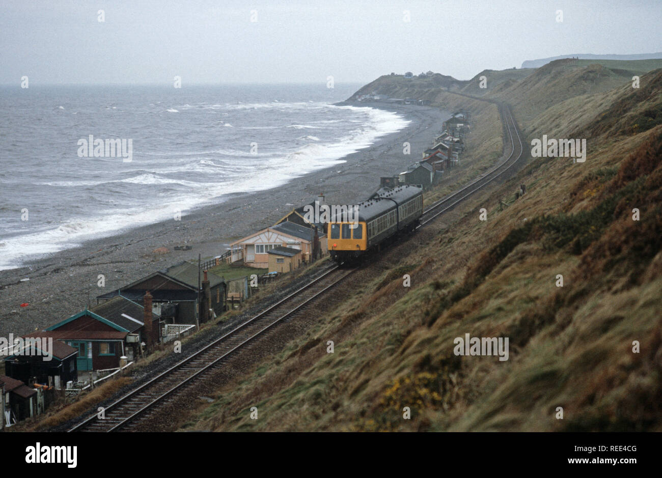 British Rail Multiple Unit train on the Cumbrian coast railway line ...