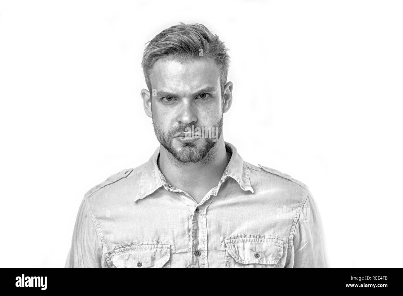 Masculinity concept man bristle Black and White Stock Photos & Images ...