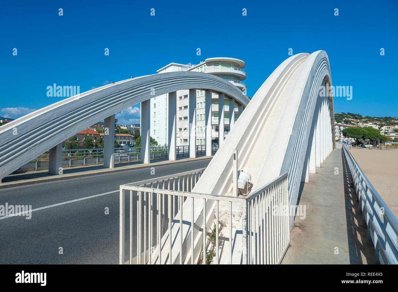 Arch bridge over the river Le Préconil, Sainte-Maxime, Var, Provence ...