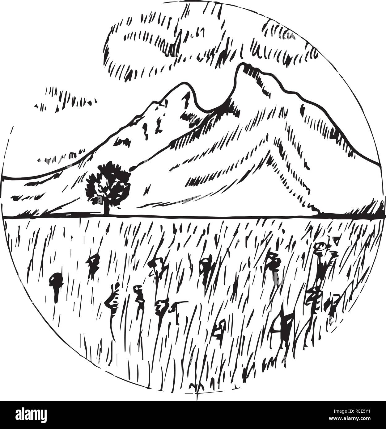 Sunlight distant mountains Stock Vector Images - Alamy