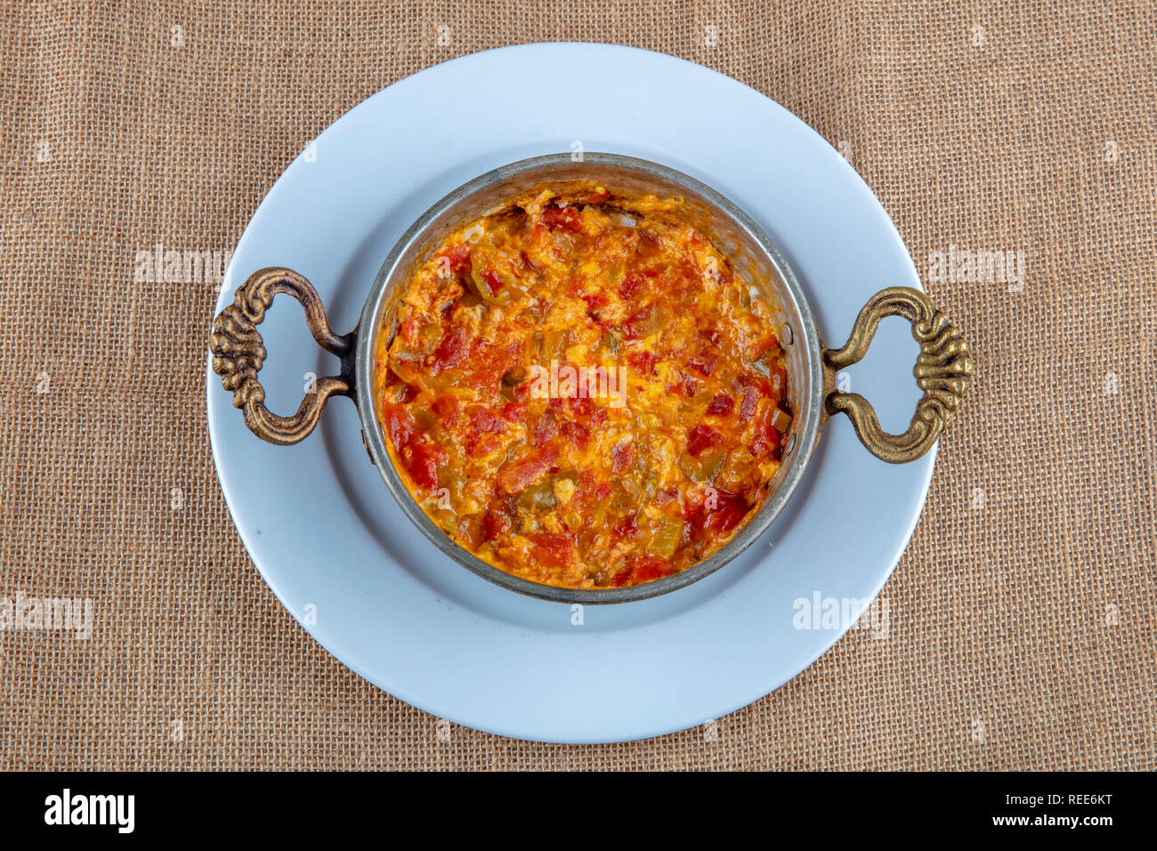 traditional turkish food menemen made by eggs and tomatoes Stock Photo ...