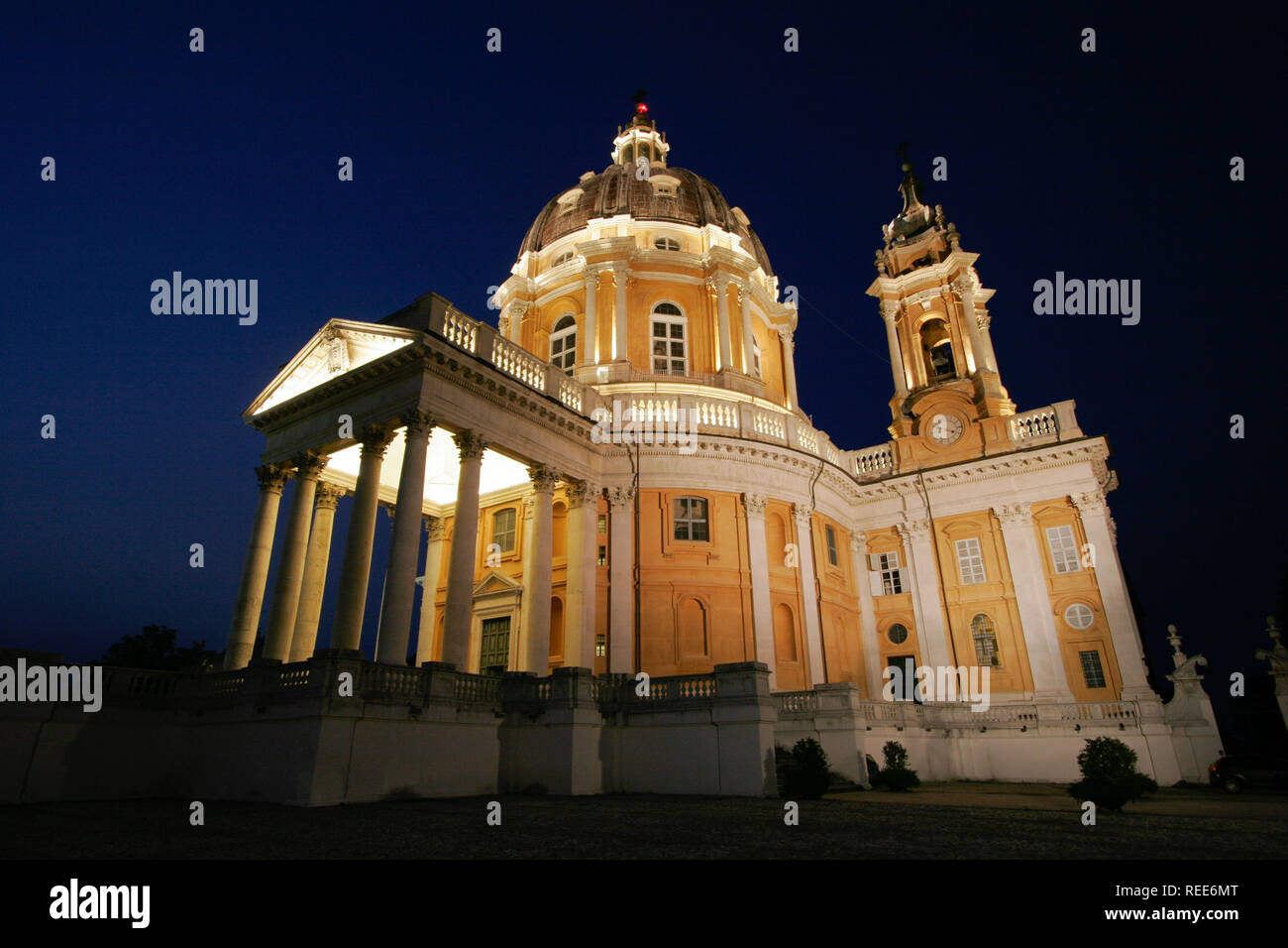 image of the basilica of superga, at dusk, which rises north-east on ...