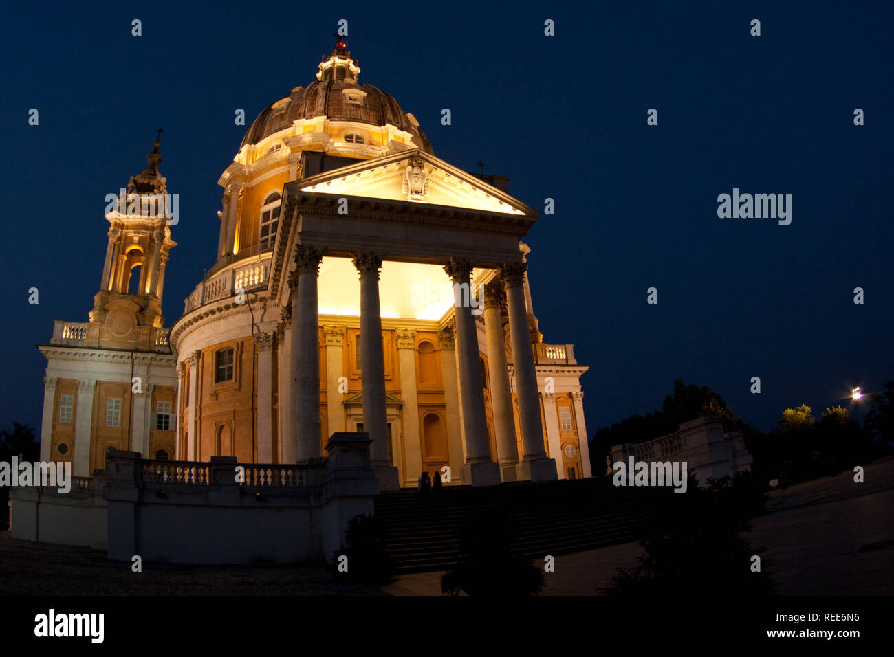 image of the basilica of superga, at dusk, which rises north-east on ...