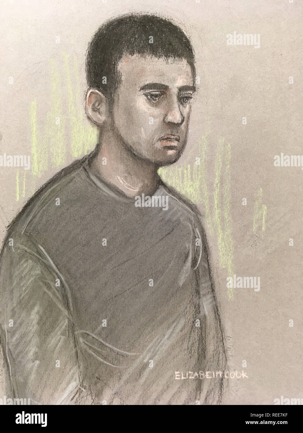 Court artist sketch by Elizabeth Cook of Ayoub Majdouline, 18 ...