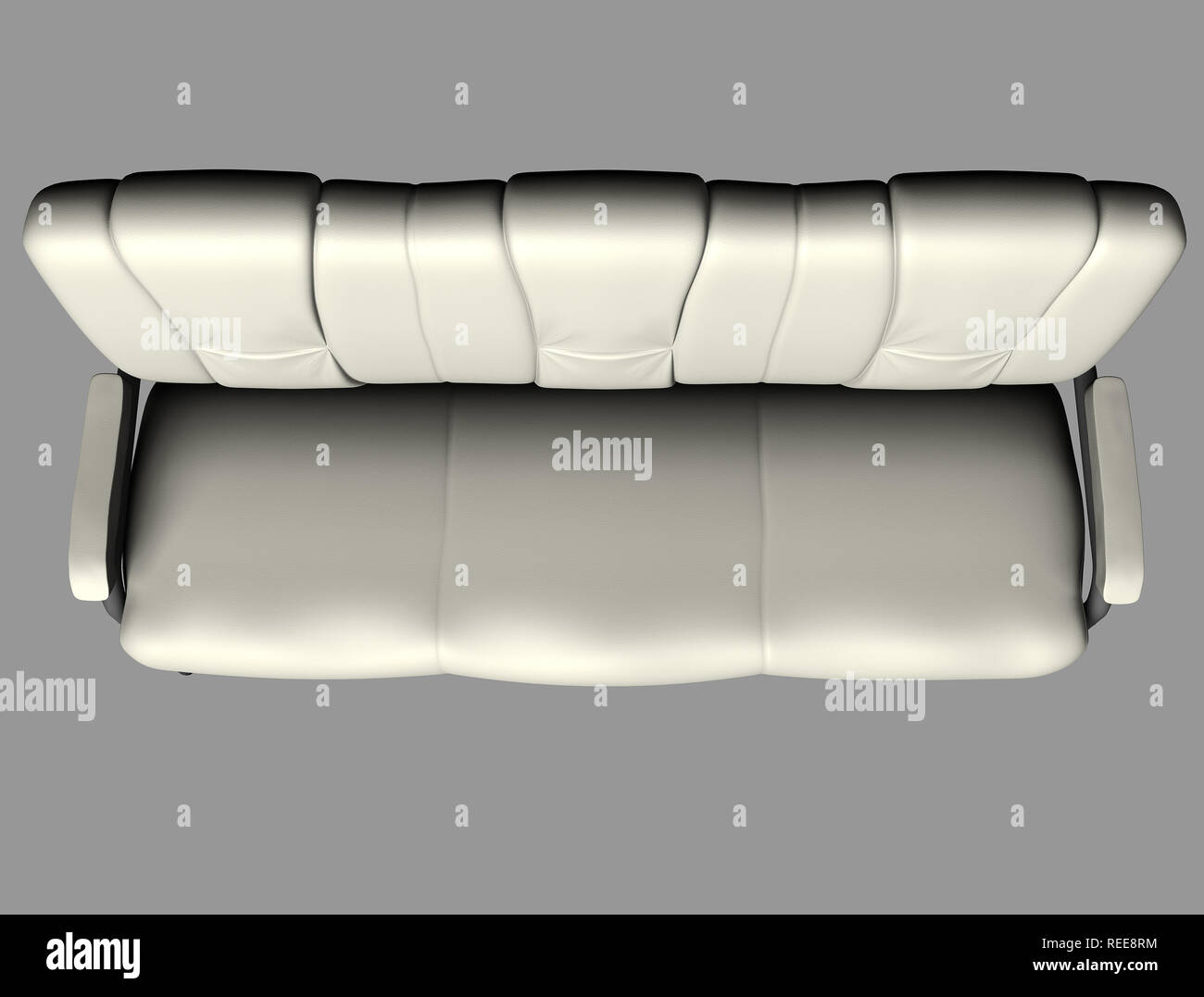 Modern white suede couch isolated on light background. Cutout object ...