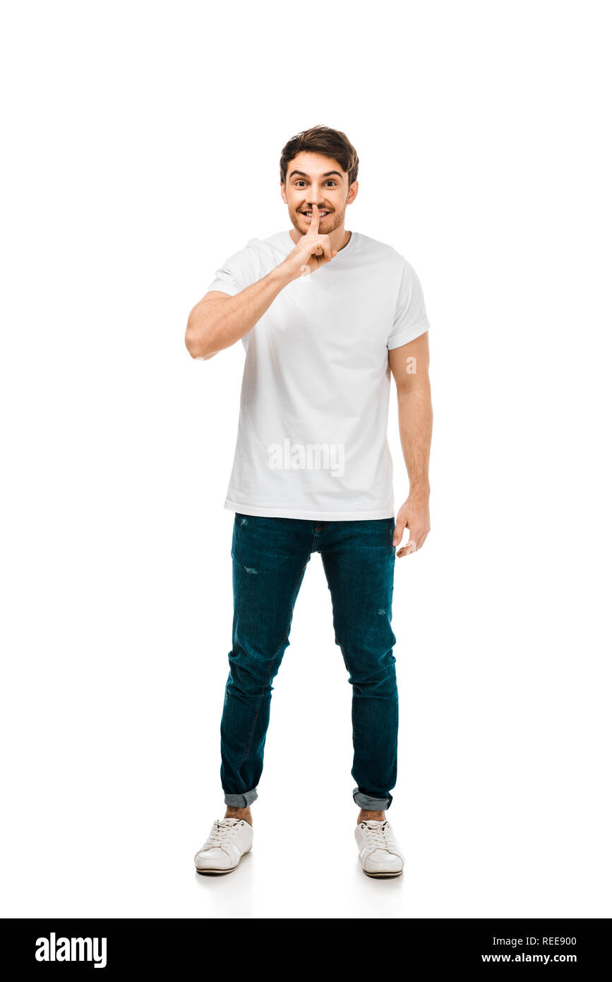 Man gesturing silence finger on Cut Out Stock Images & Pictures - Alamy