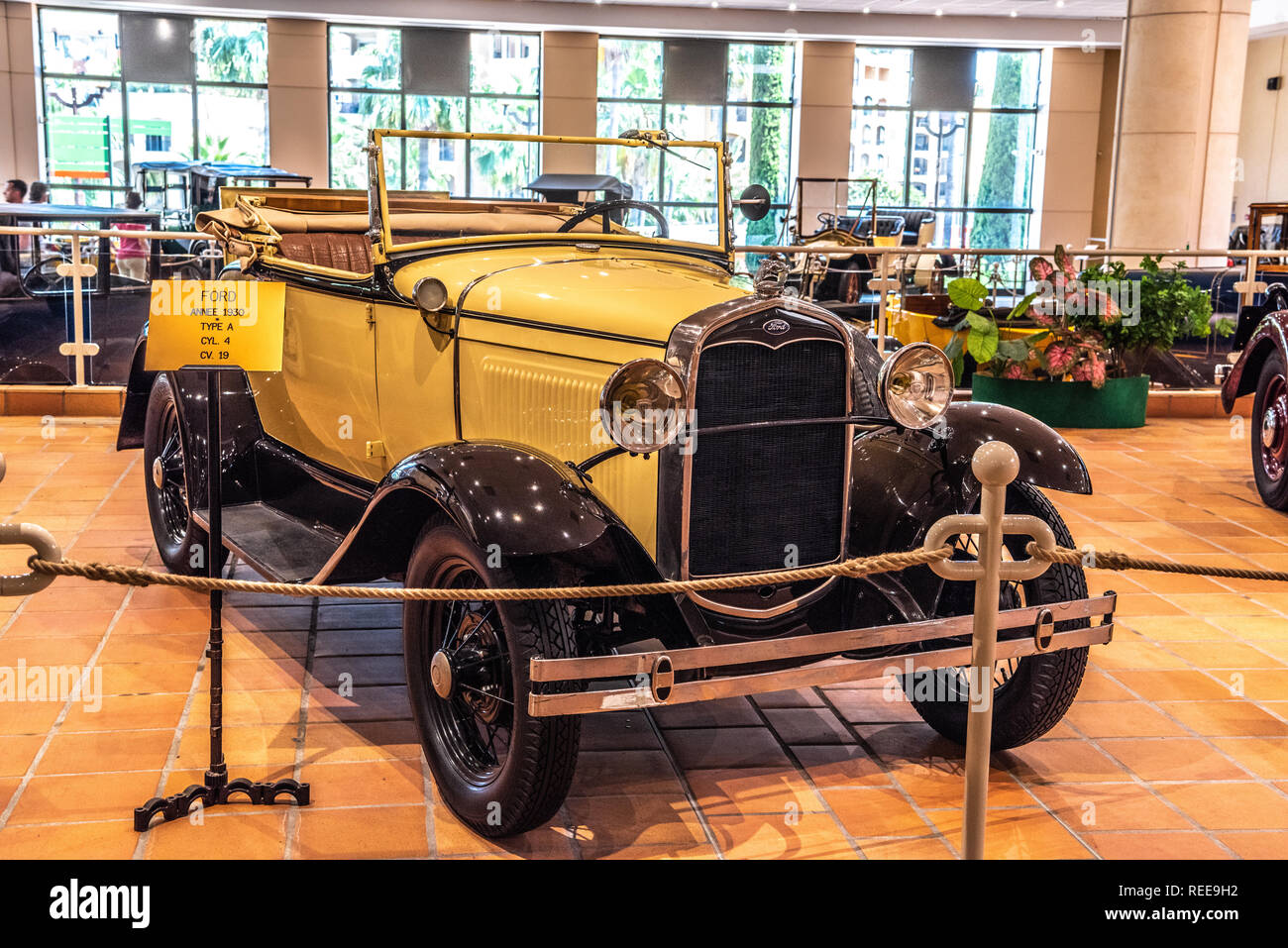 FONTVIEILLE, MONACO - JUN 2017: beige FORD A CABRIO 1930 in Monaco Top ...