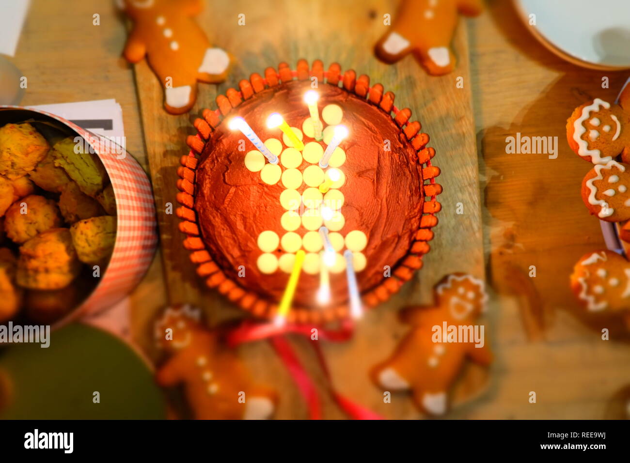 Birthday cake with one on it Stock Photo - Alamy
