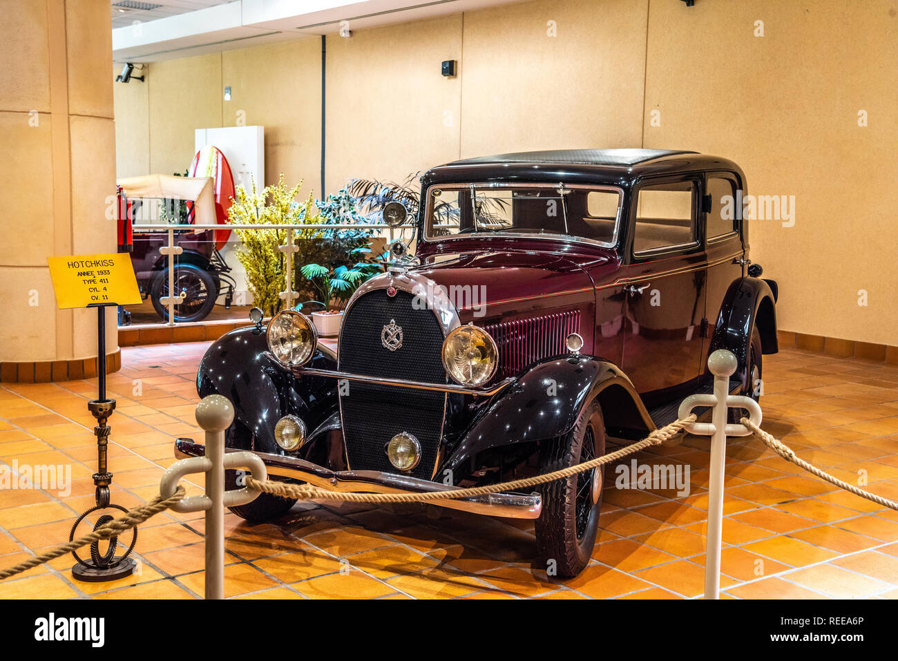 FONTVIEILLE, MONACO - JUN 2017: maroon HOTCHKISS 411 1933 in Monaco Top ...