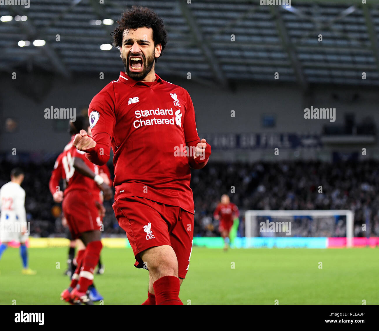 Mohamed Salah of Liverpool celebrates after scoring the opening goal ... Mohamed Salah of Liverpool celebrates after scoring the opening goal ...