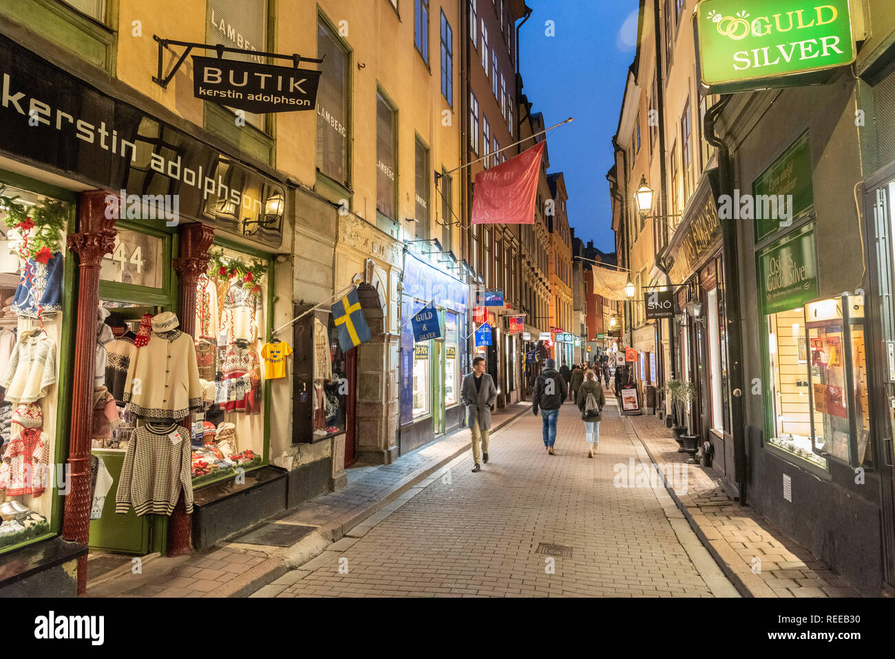 Stockholm, Sweden - November 22, 2018. Street view on Vasterlanggatan ...