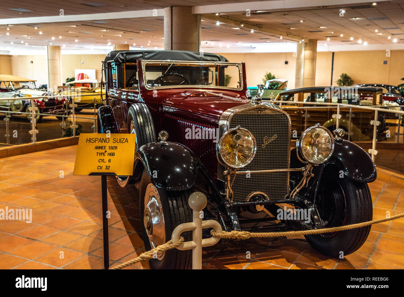 FONTVIEILLE, MONACO - JUN 2017: maroon HISPANO SUIZA H6B 1928 in Monaco ...