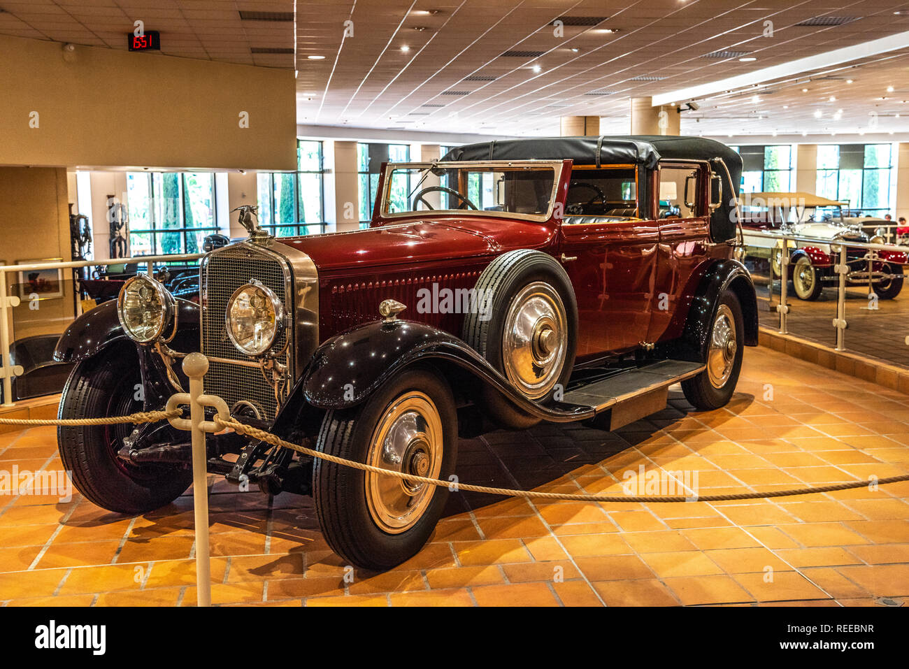 FONTVIEILLE, MONACO - JUN 2017: maroon HISPANO SUIZA H6B 1928 in Monaco ...