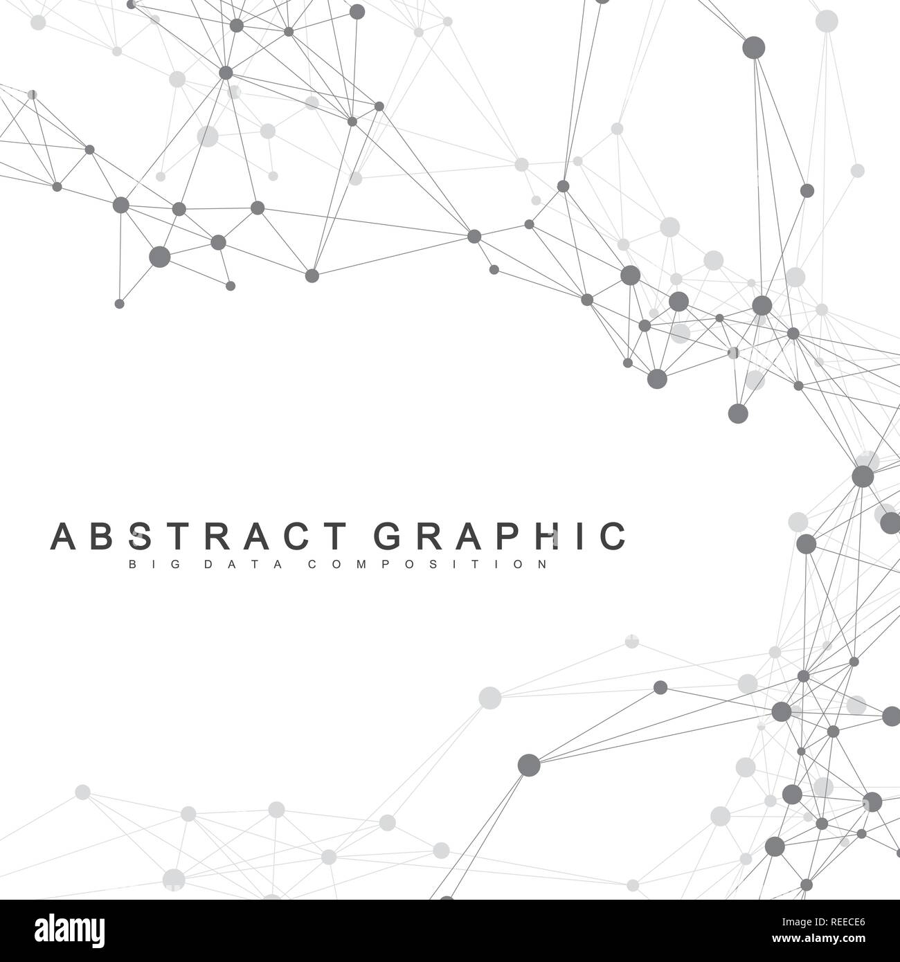 Geometric abstract background with connected line and dots. Network and ...