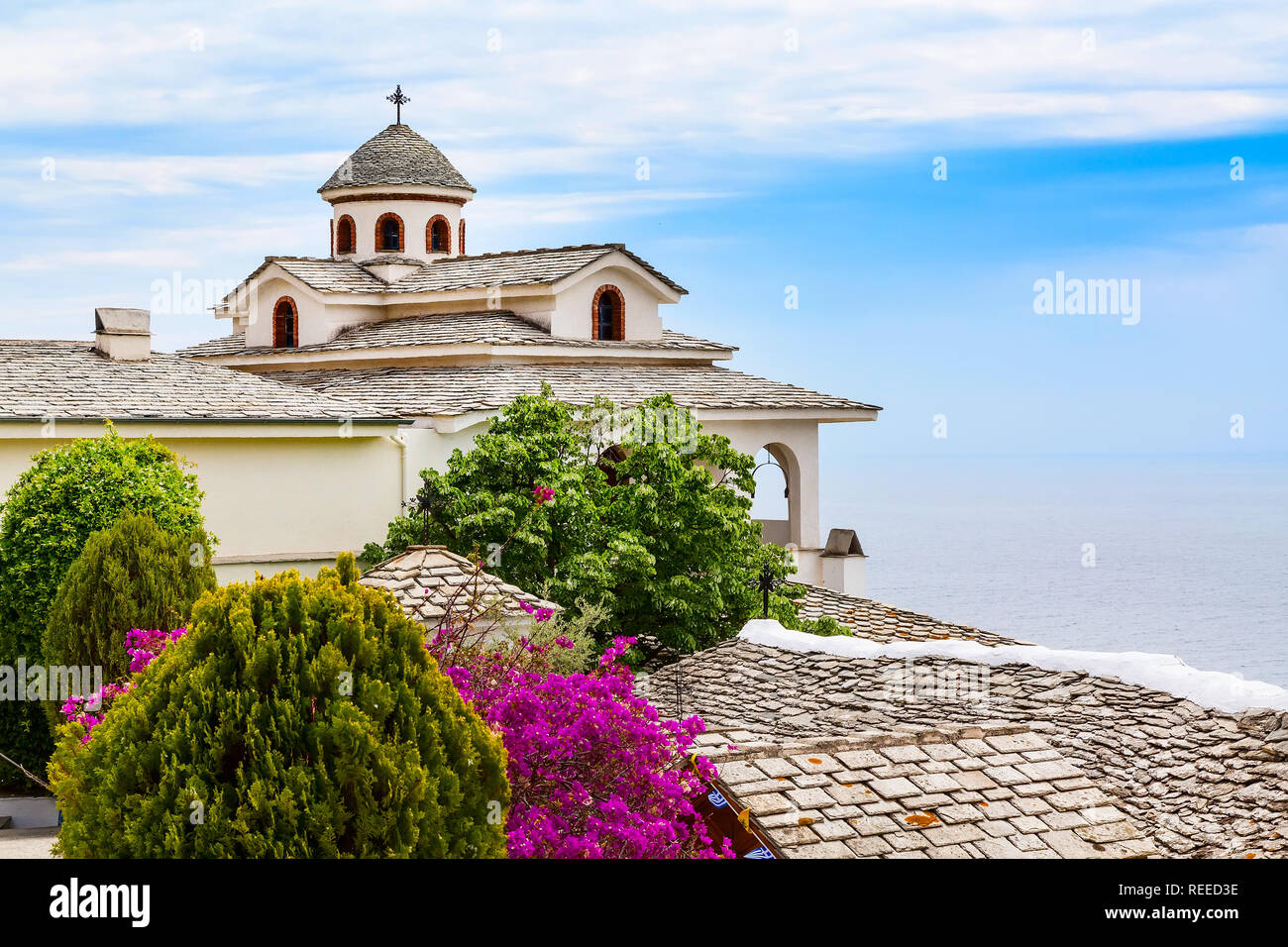 View of Monastery of Archangel Michael, Thassos island, Greece Stock ...