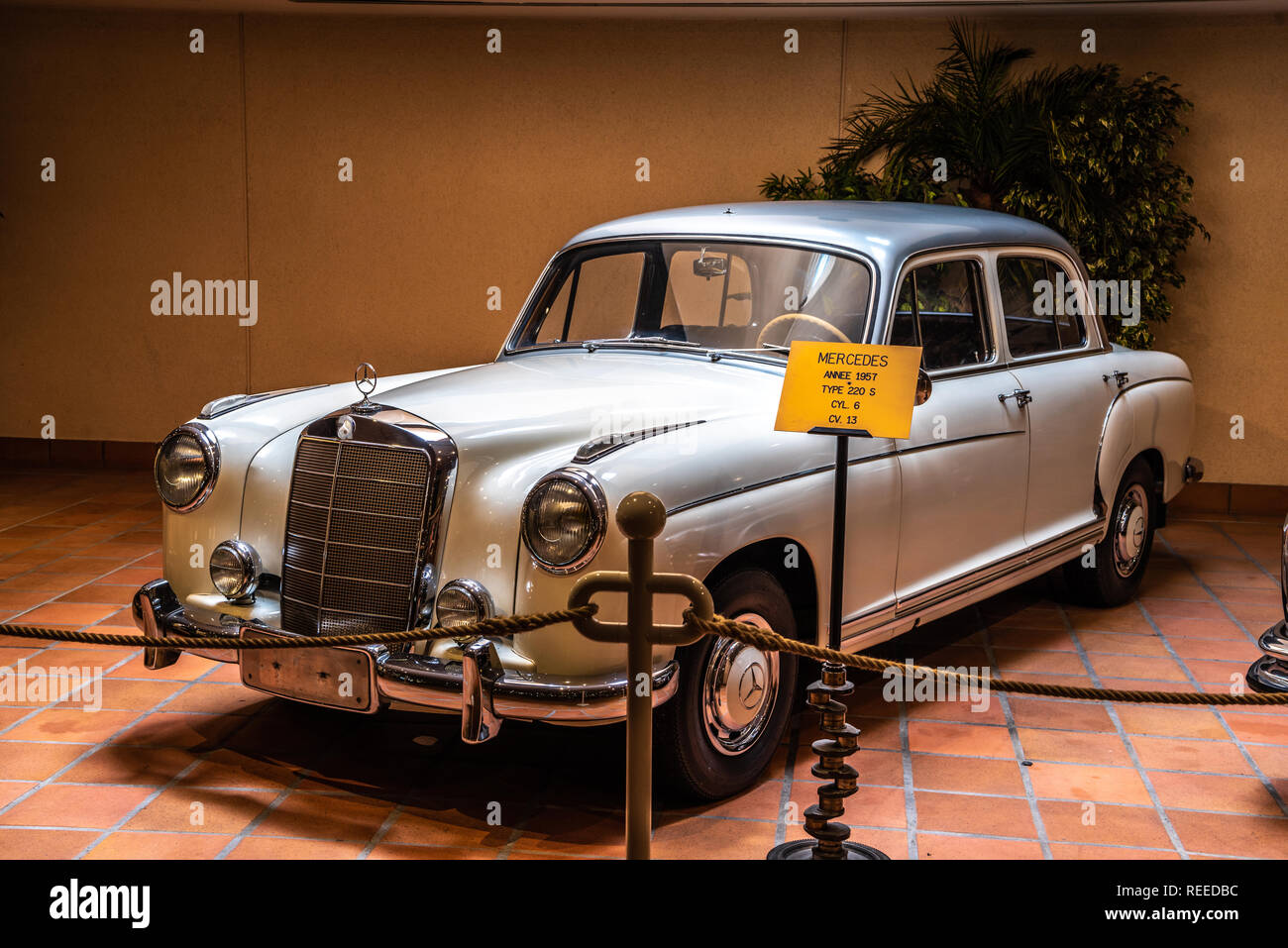 FONTVIEILLE, MONACO - JUN 2017: silver MERCEDES 220 S 1957 in Monaco ...