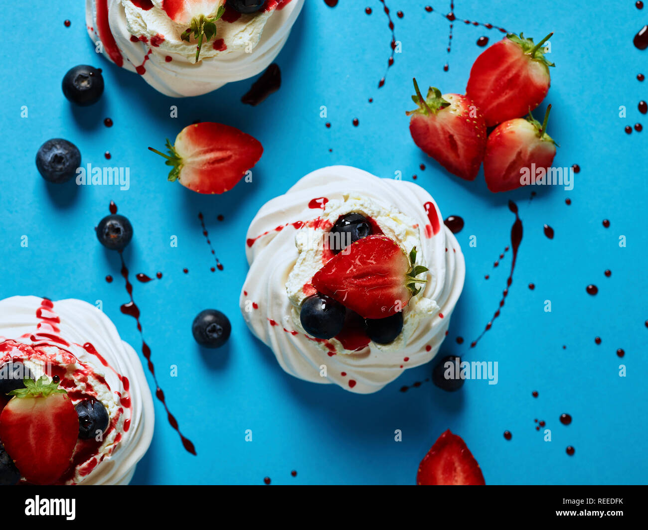 Fruit topped meringues Stock Photo - Alamy