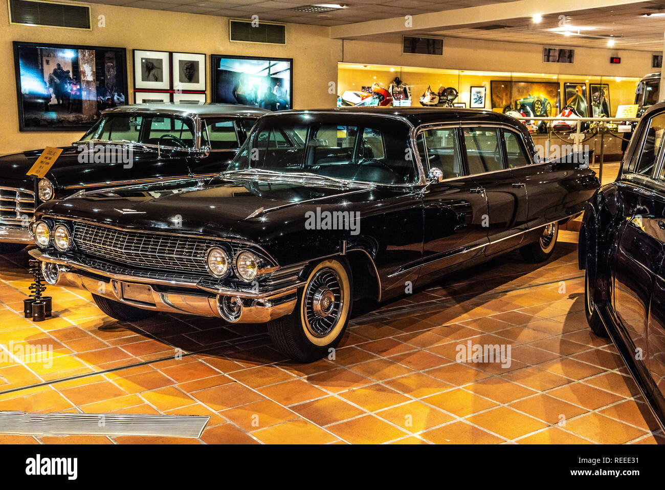 FONTVIEILLE, MONACO - JUN 2017: black CADILLAC 67 SEDAN 1961 in Monaco ...
