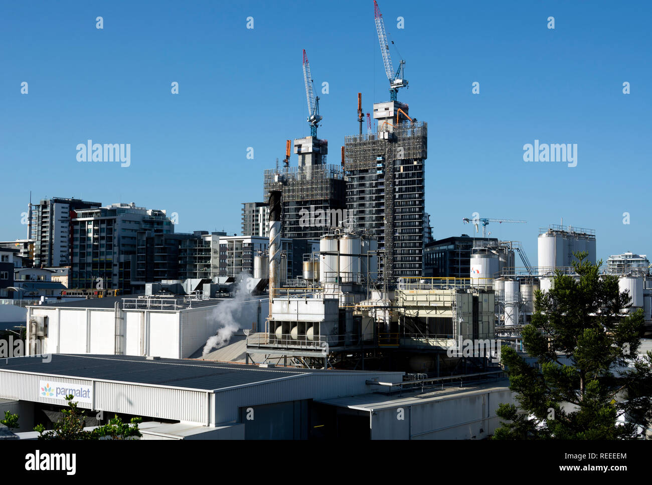 Parmalat milk factory with high-rise building construction in the ...
