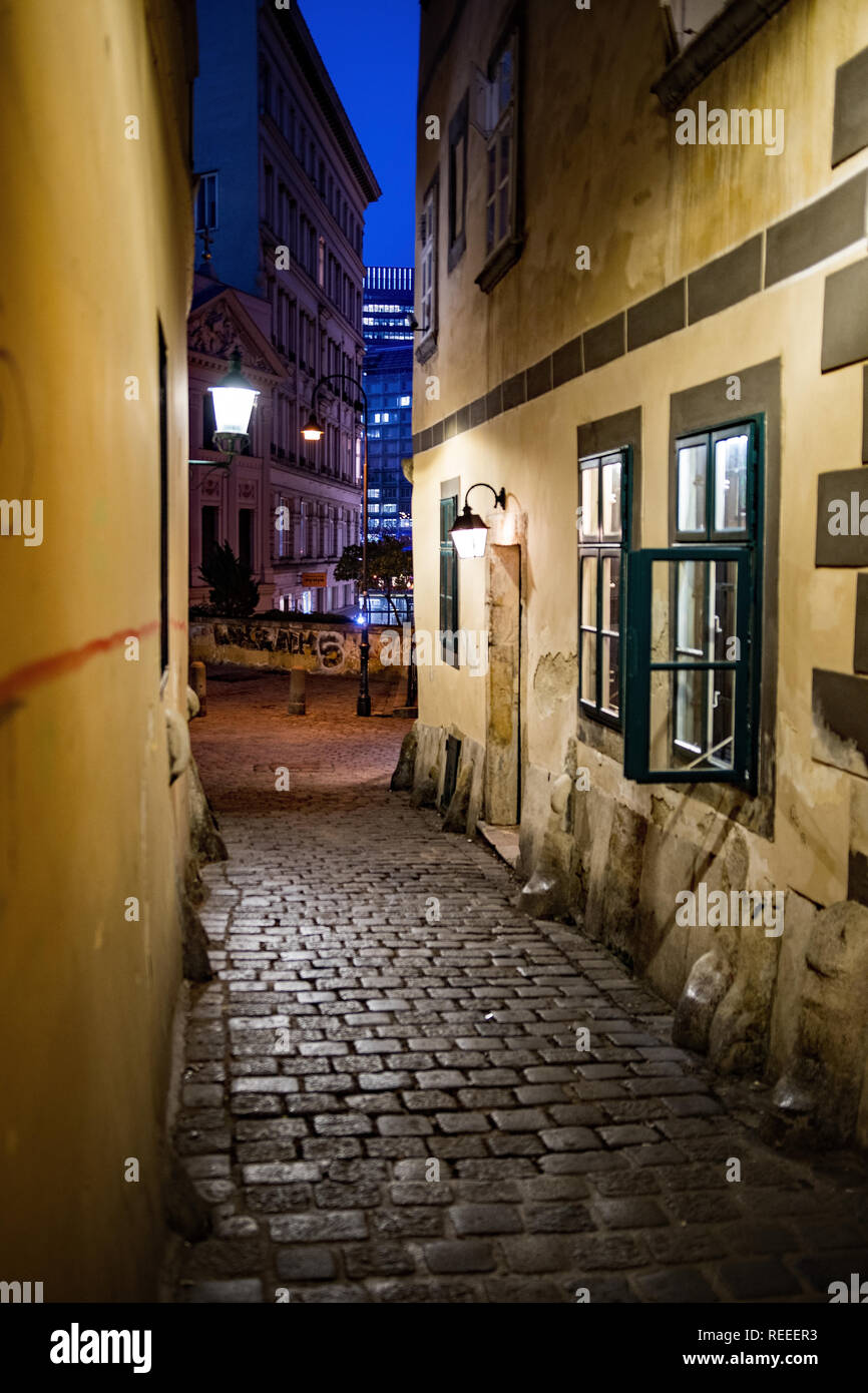 Old street at night Stock Photo - Alamy