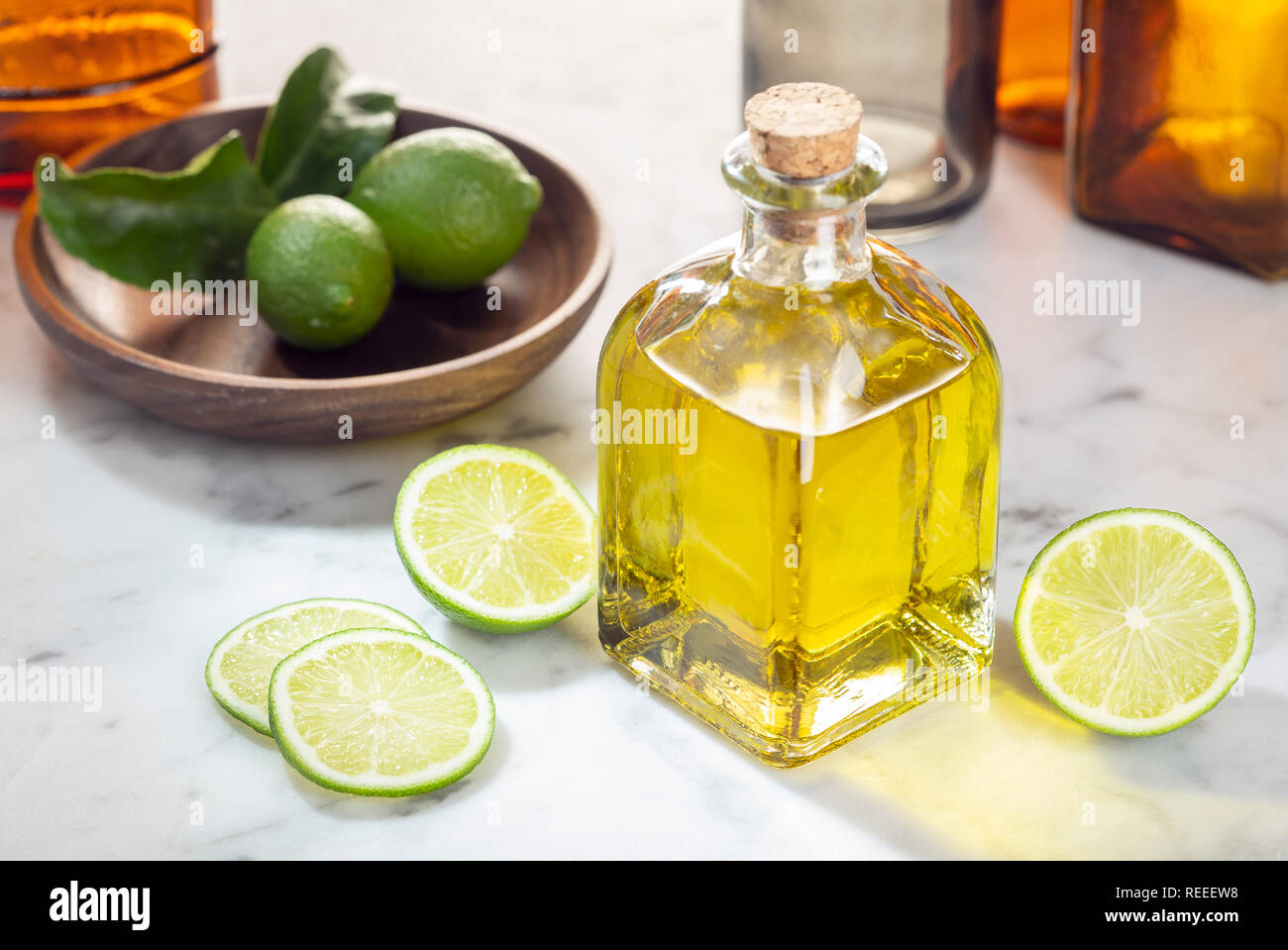 Lime essential oil. Lime oil for skin care, spa, wellness, massage ...