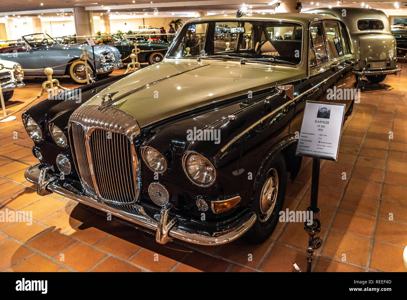 FONTVIEILLE, MONACO - JUN 2017: black sand DAIMLER DS 420 1970 in ...