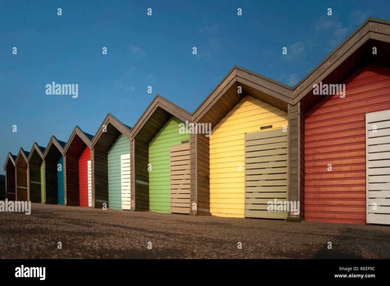 Colourful beach huts, Blyth, Northumberland Stock Photo - Alamy