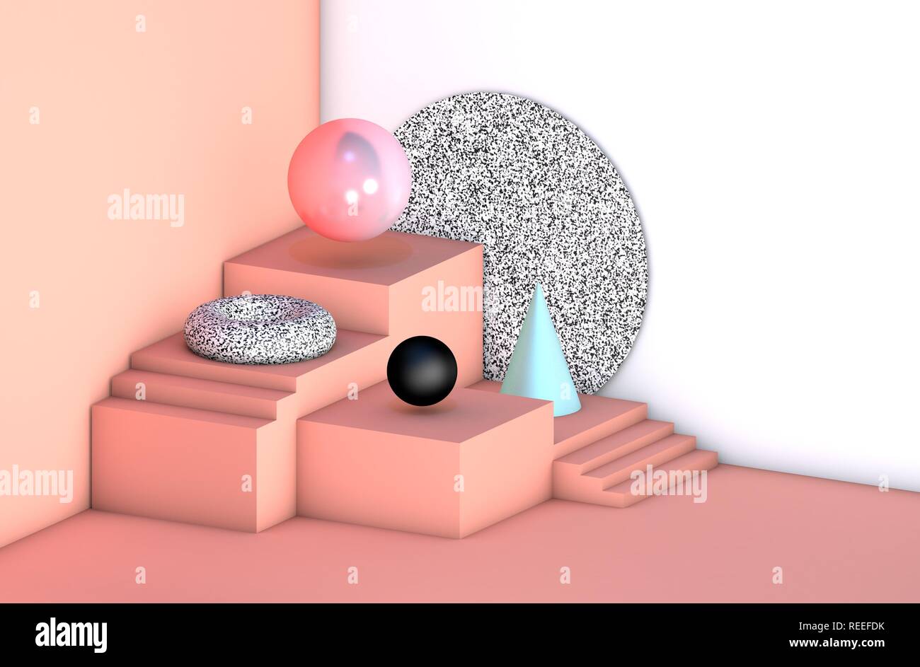 3d render primitives composition. poster mockup Stock Photo - Alamy