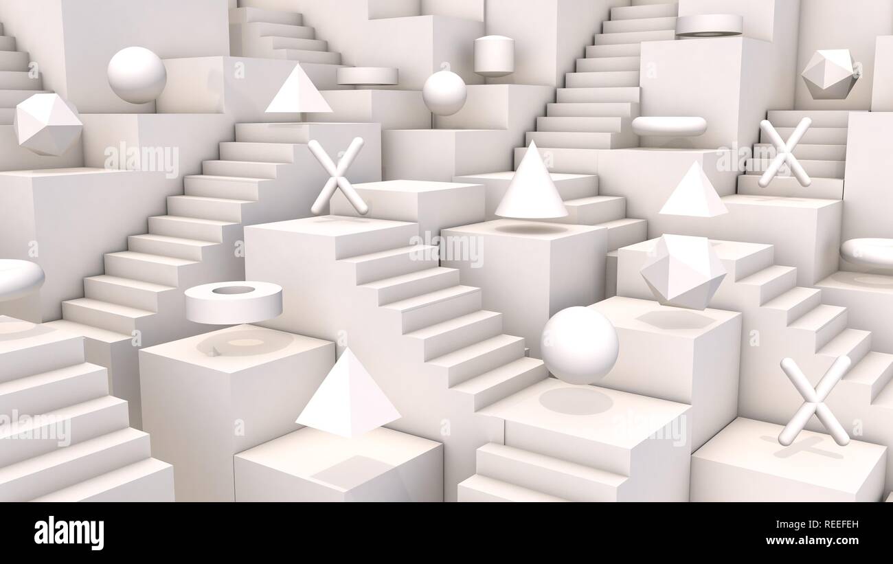 Abstract isometric 3d composition background Stock Photo - Alamy