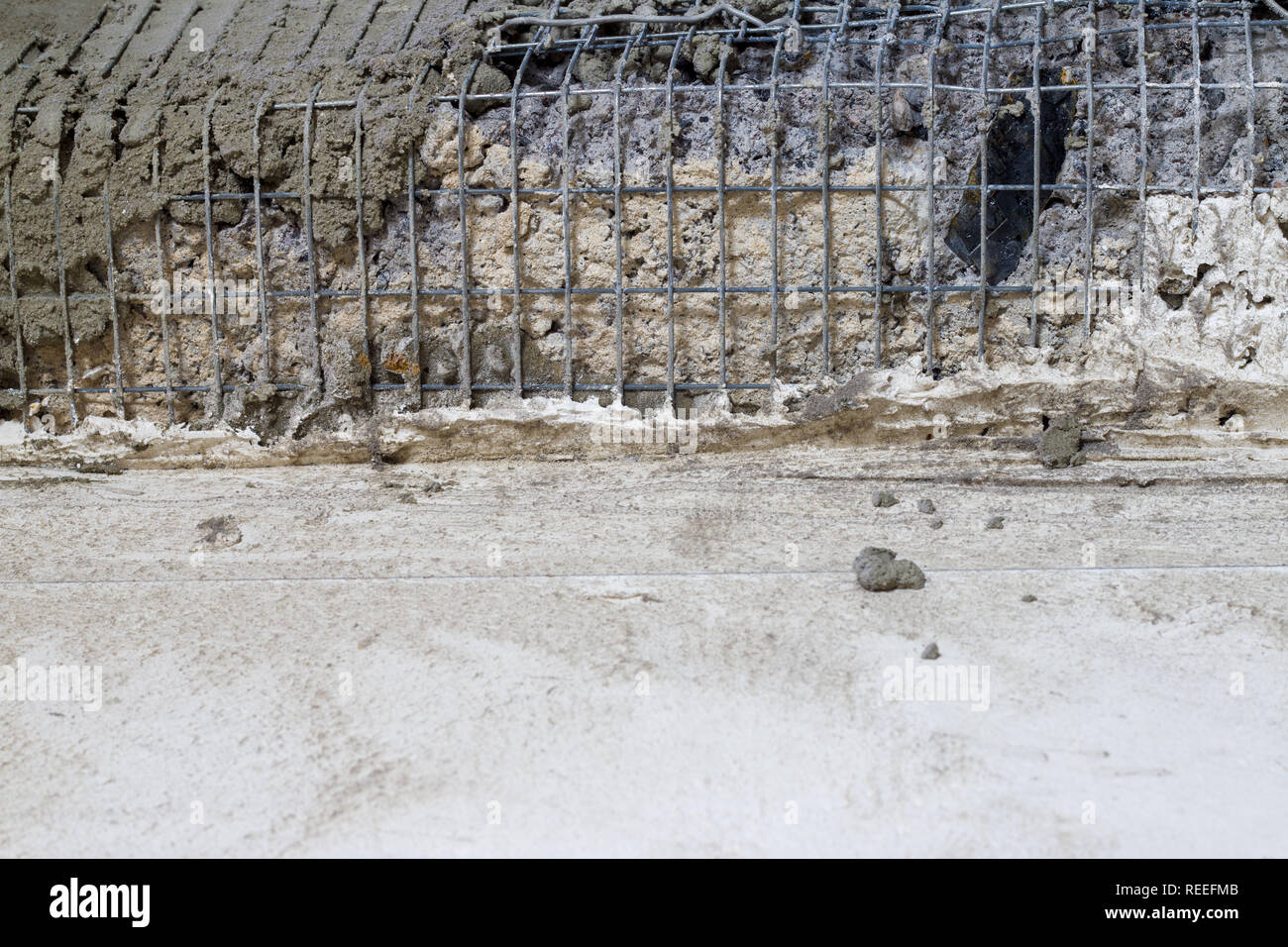 Concrete reinforcement repair. Construct architecture building base ...