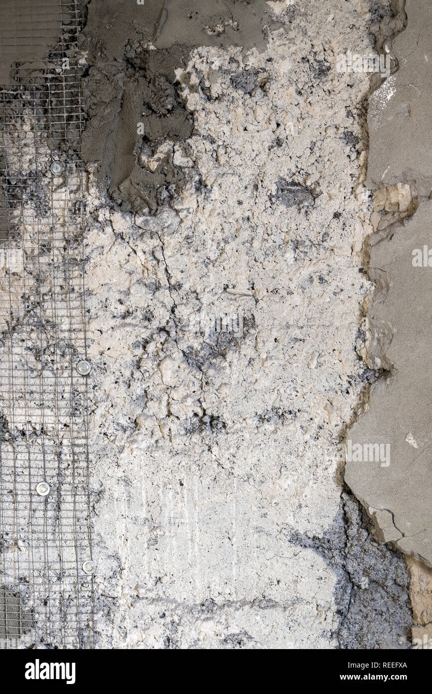 Reinforcement concrete wall repair. Building basement. Architecture ...