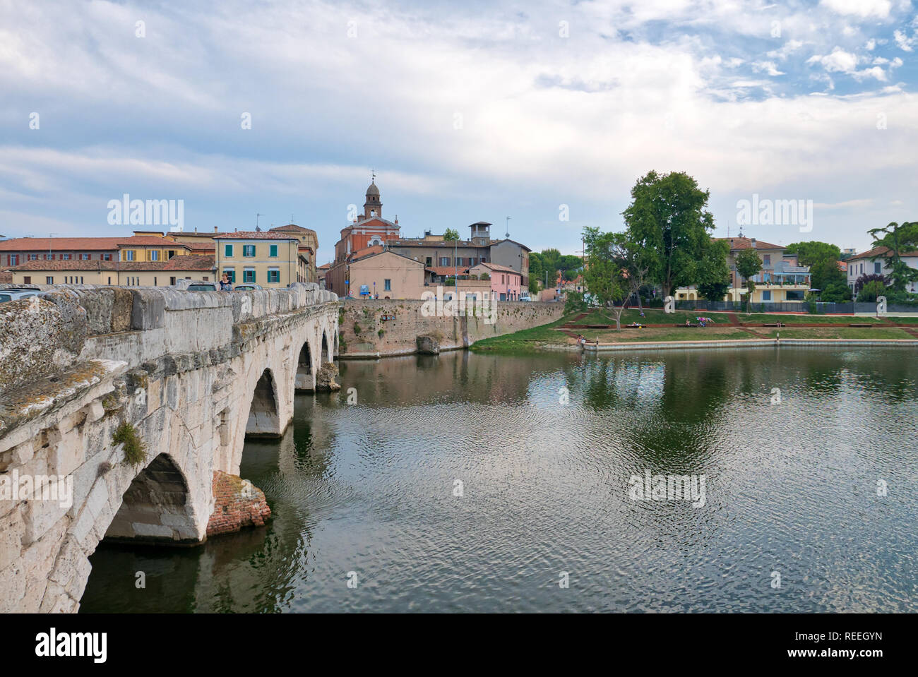 Panoramic view of the Tiberius Bridge (Tiberius Bridge) in Rimini ...