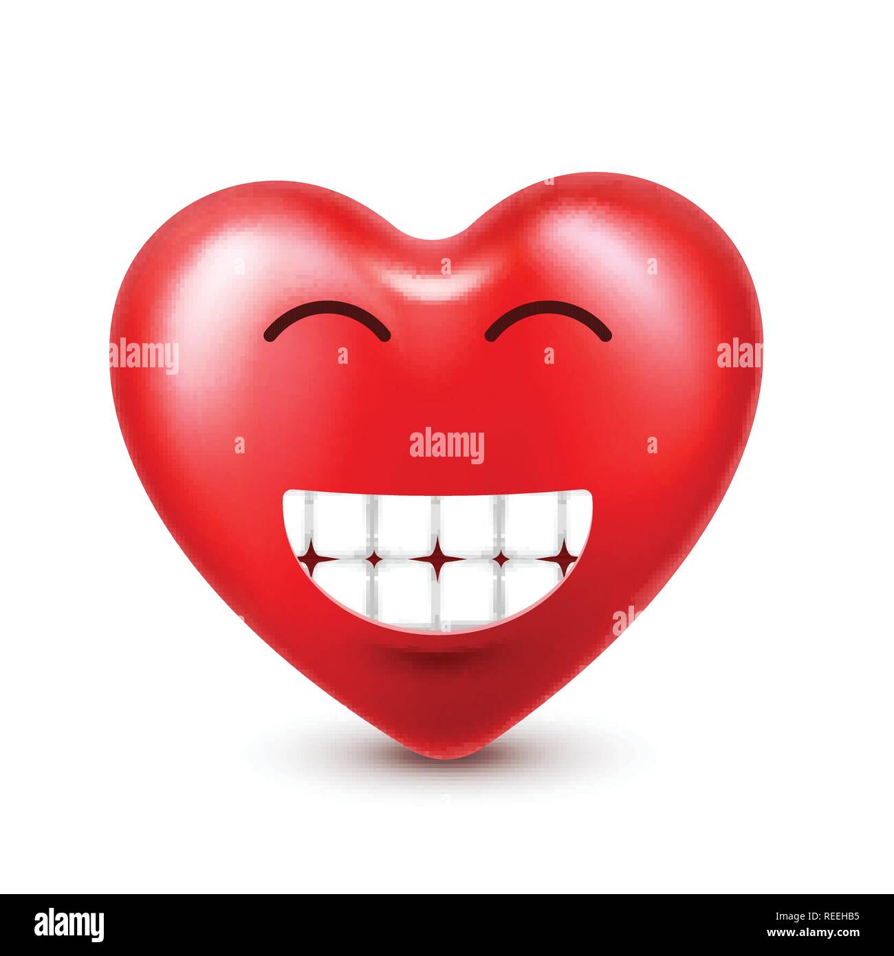 Heart smiley emoji vector for Valentines Day. Funny red face with ...