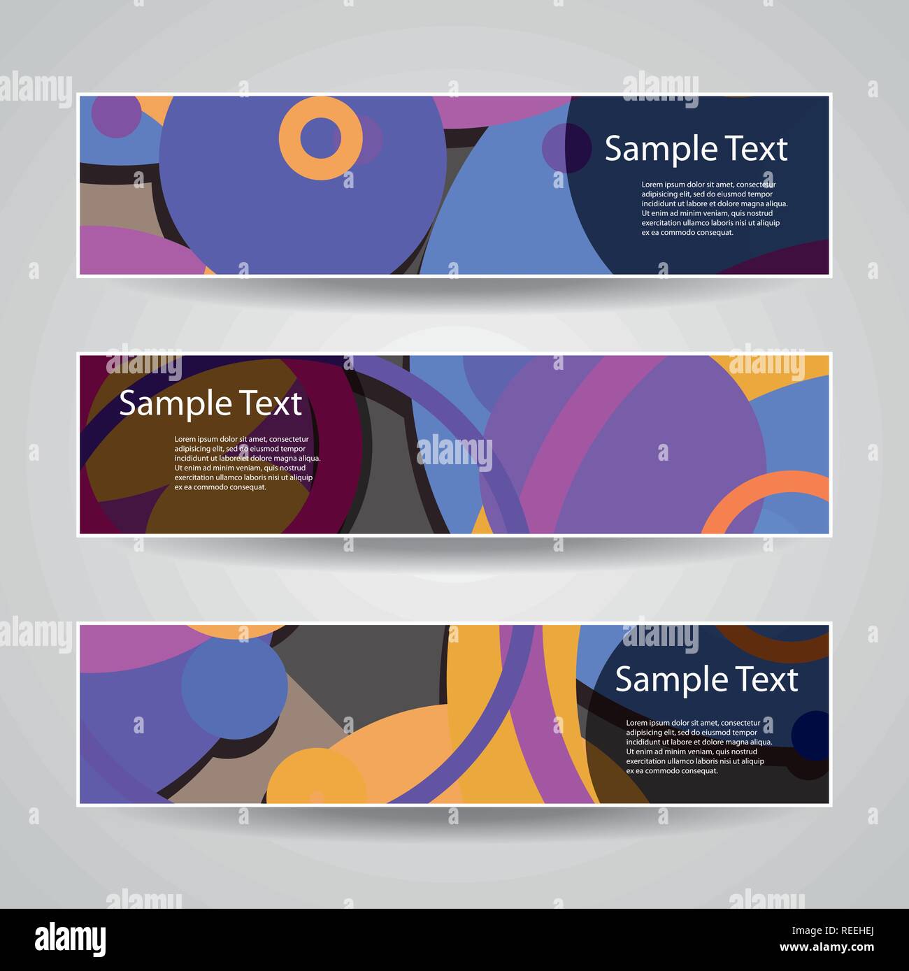 Set of Modern Styled Colorful Horizontal Headers or Banners with ...