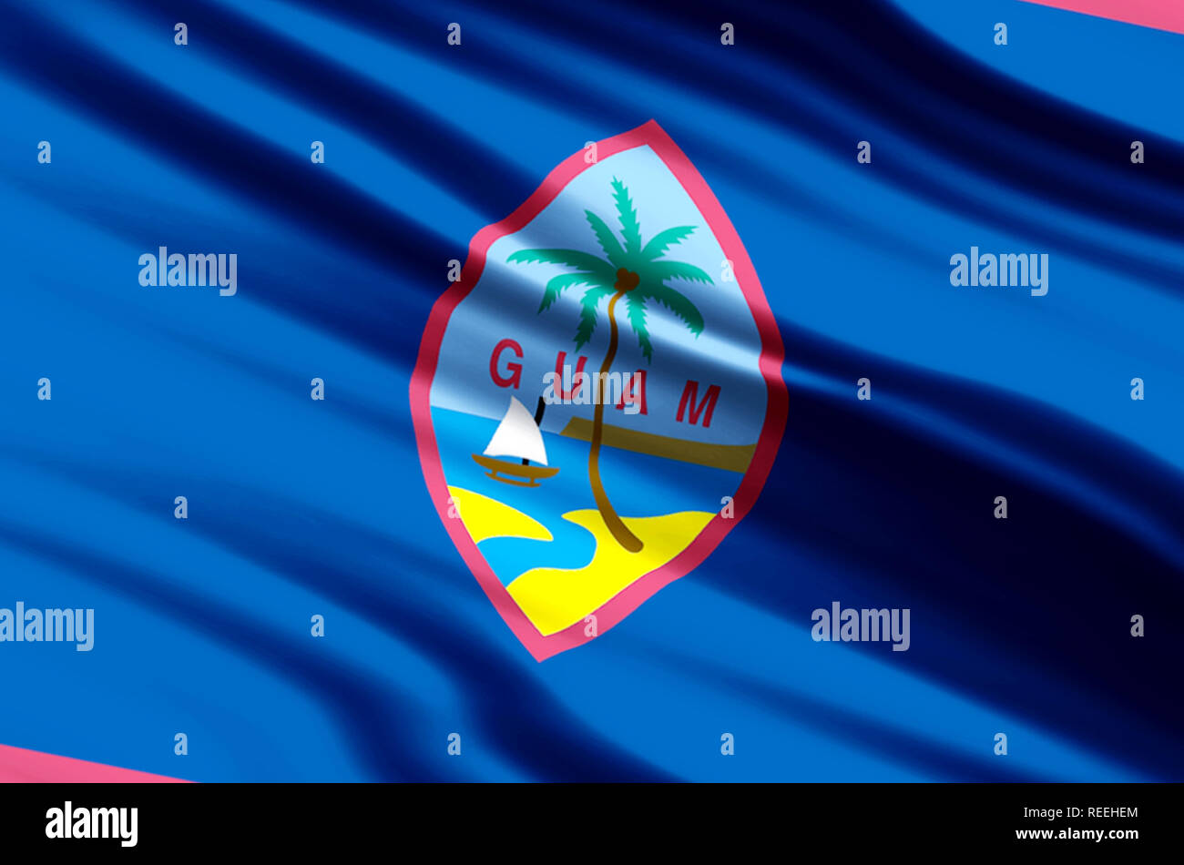 Guam waving and closeup flag illustration. Perfect for background or ...