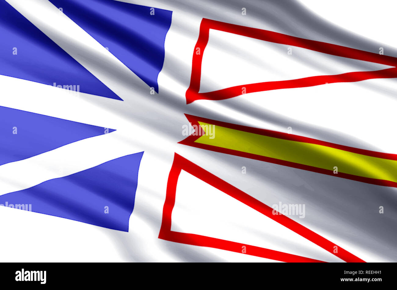 Newfoundland And Labrador waving and closeup flag illustration. Perfect ...