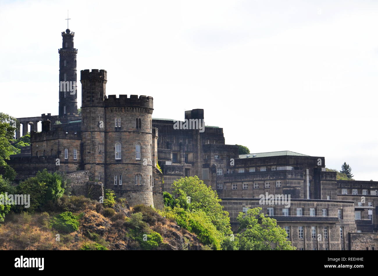 Monuments on Calton Hill in central Edinburg, Scotland, United Kingdom ...