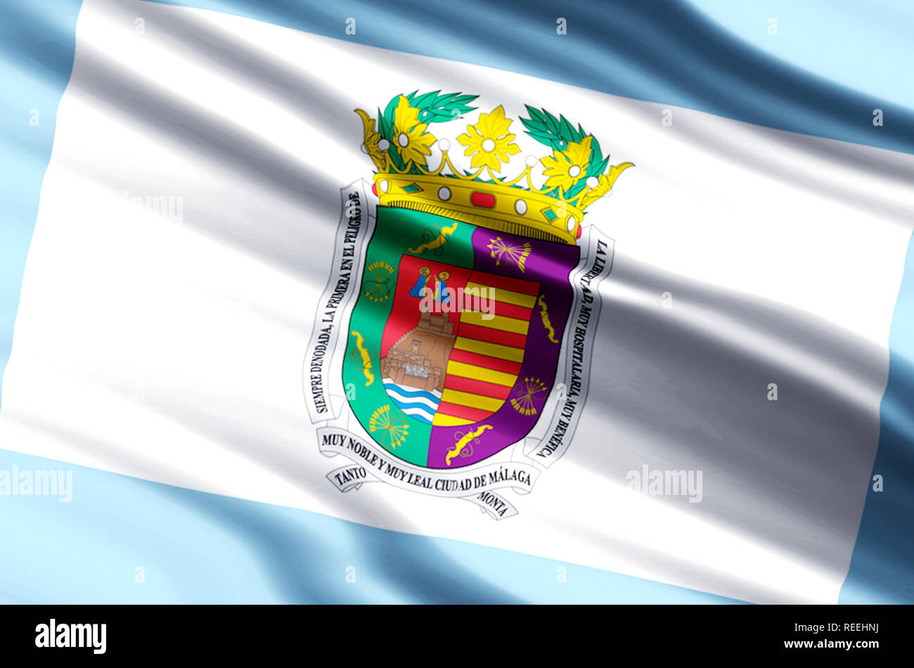 Malaga waving and closeup flag illustration. Perfect for background or ...