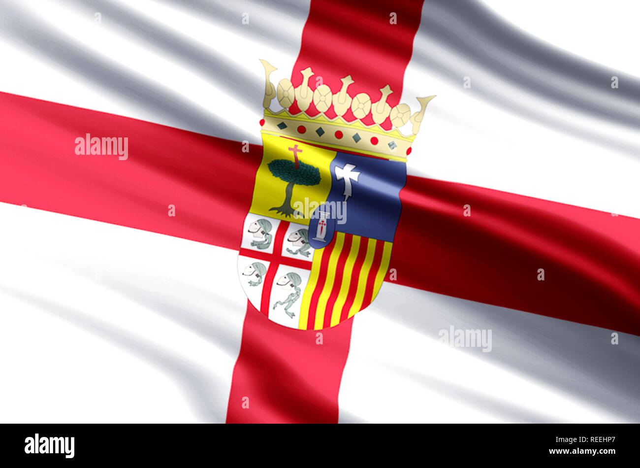 Zaragoza waving and closeup flag illustration. Perfect for background ...