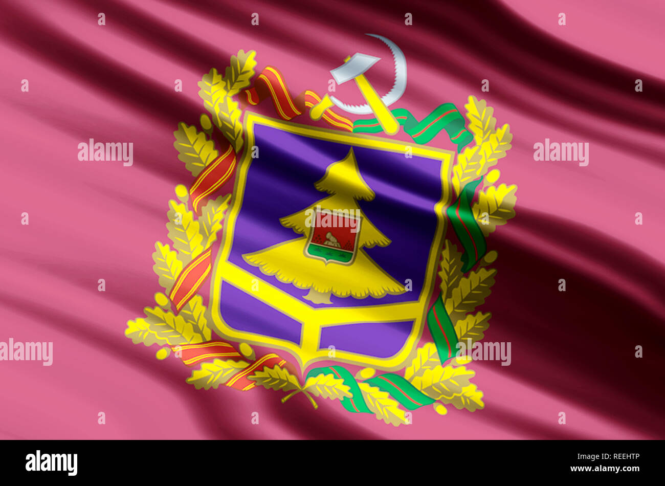 Bryansk waving and closeup flag illustration. Perfect for background or ...