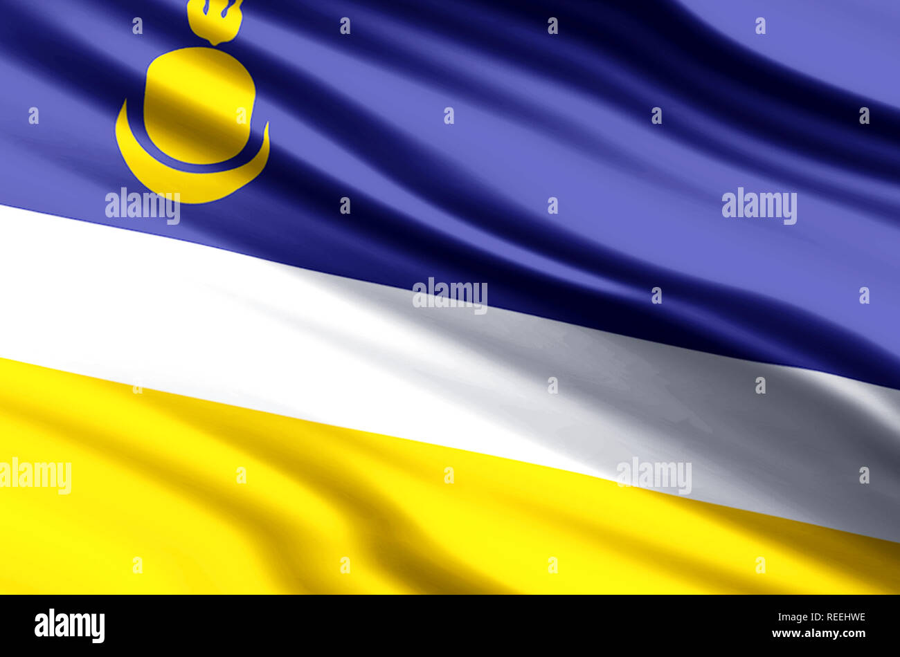 Buryatia waving and closeup flag illustration. Perfect for background ...