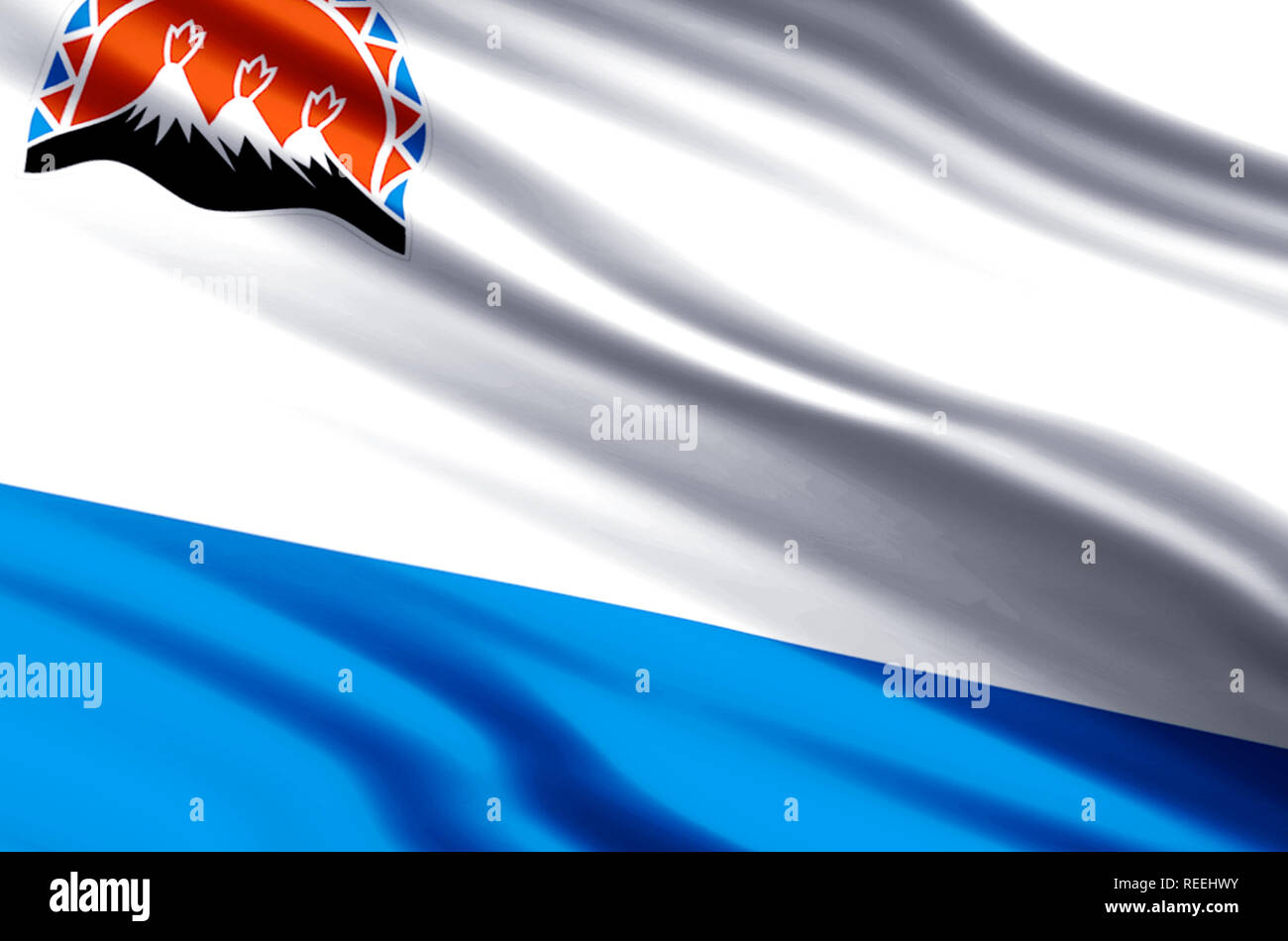 Kamchatka waving and closeup flag illustration. Perfect for background ...