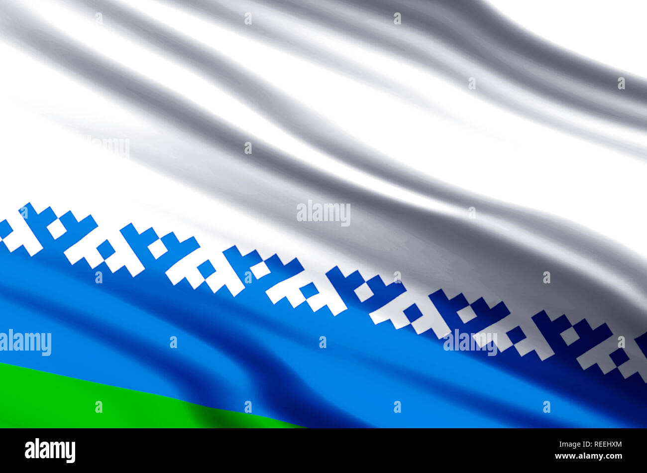 Nenets Autonomous District waving and closeup flag illustration ...