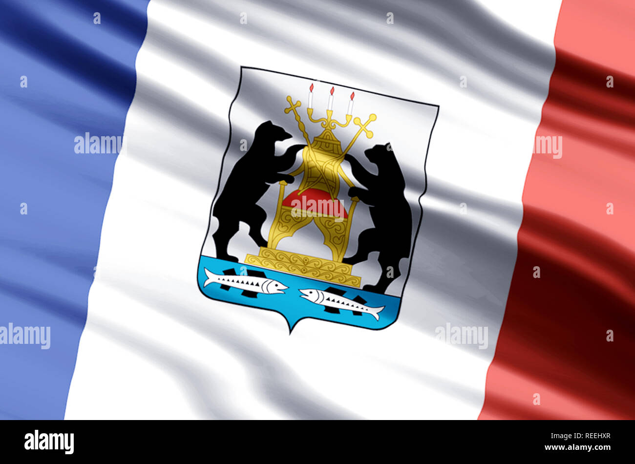 Novgorod waving and closeup flag illustration. Perfect for background ...