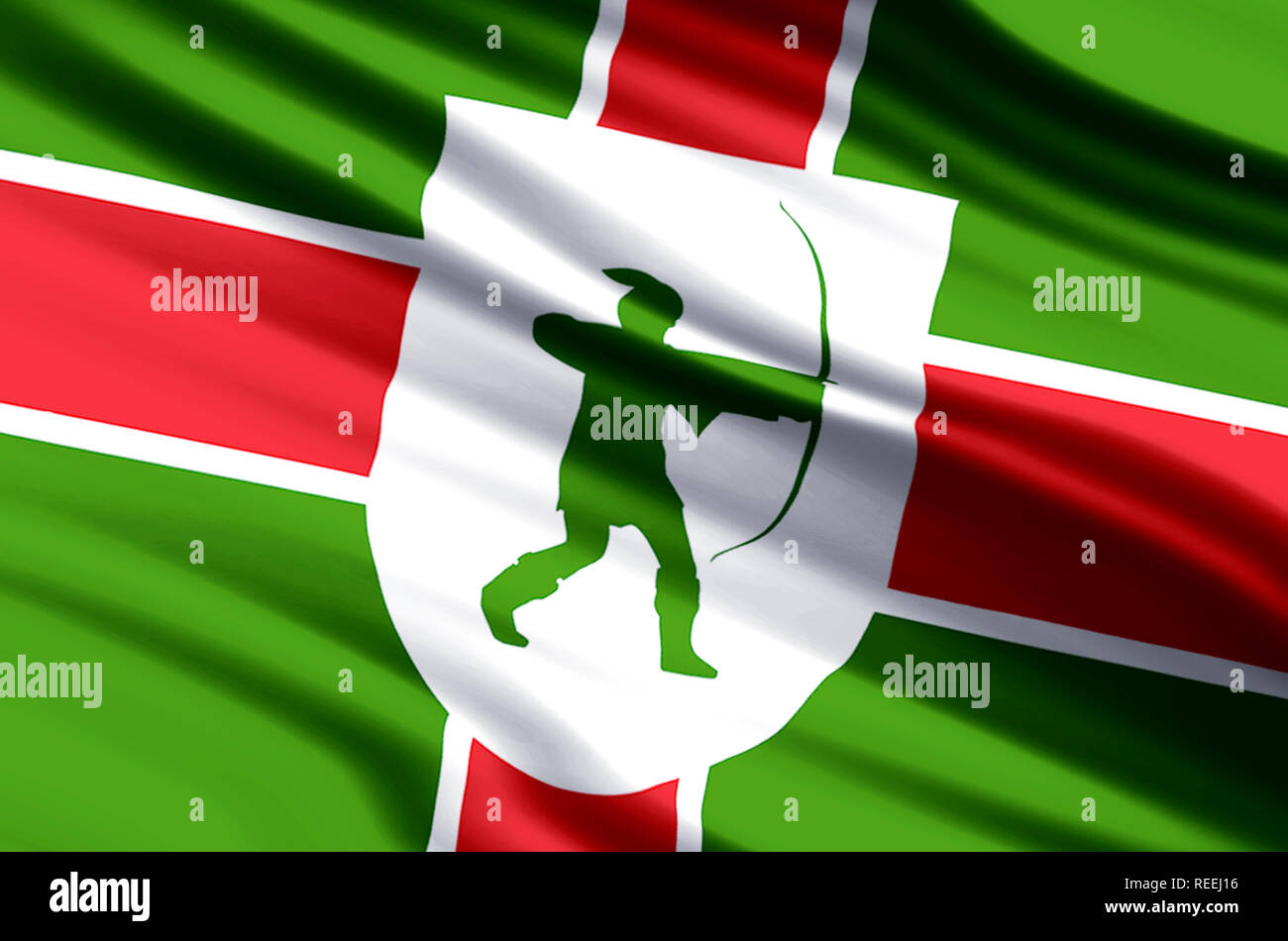 County Nottinghamshire waving and closeup flag illustration. Perfect ...