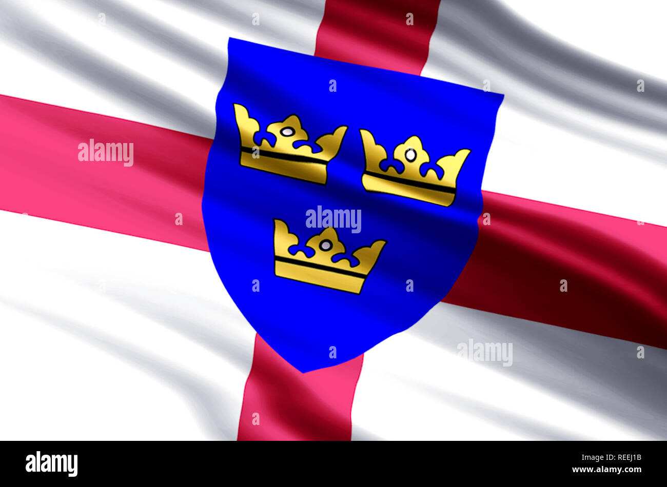 East Anglia waving and closeup flag illustration. Perfect for ...