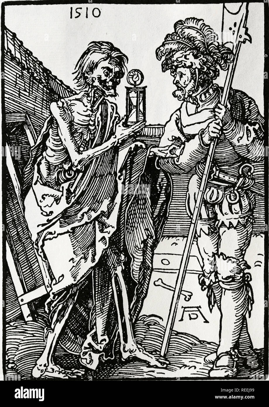 Death and the Landsknecht. Woodcut by Albrecht Durer. 1510 Stock Photo ...