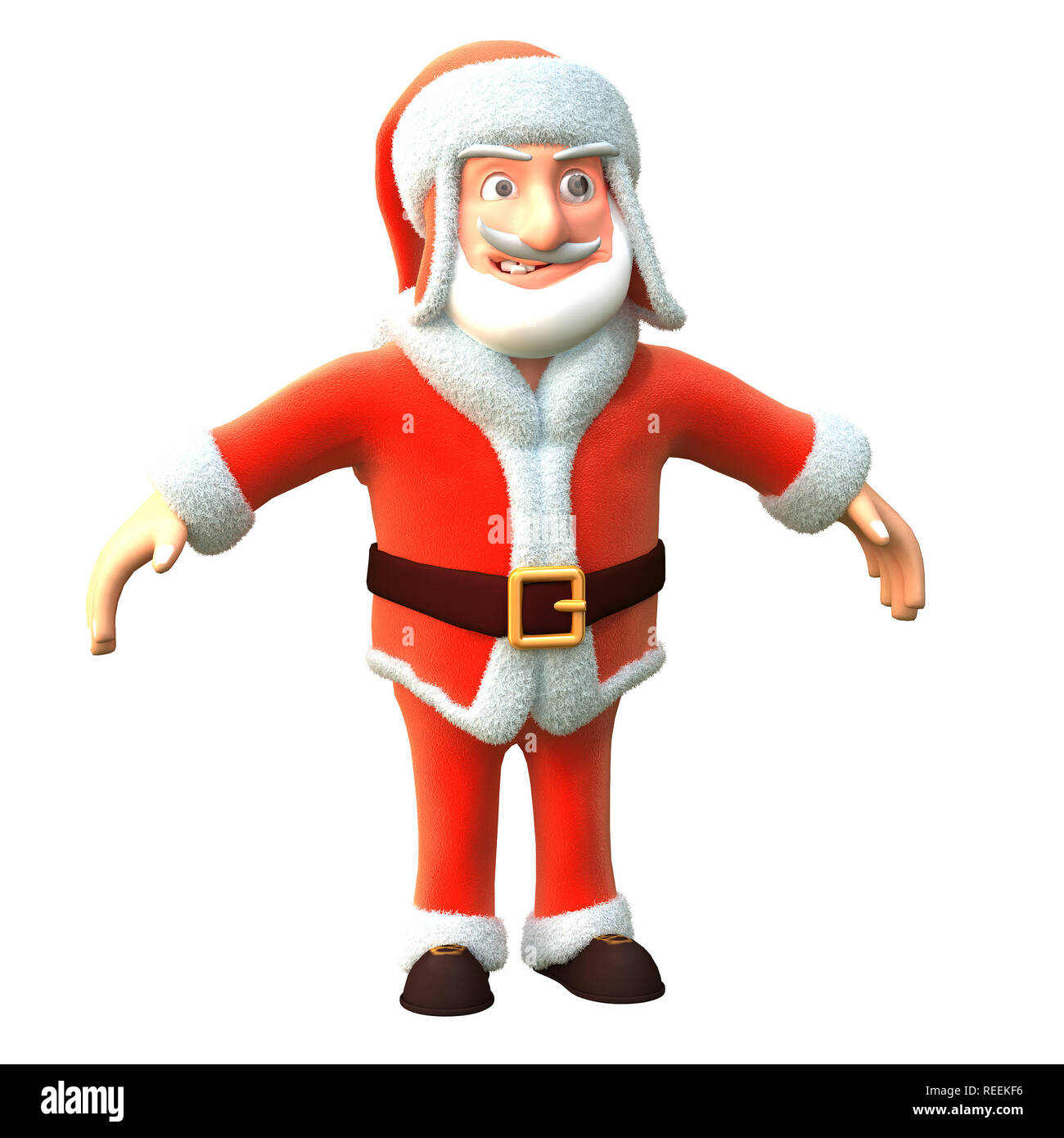 crazy cartoon santa on an isolated white background. 3d illustration ...