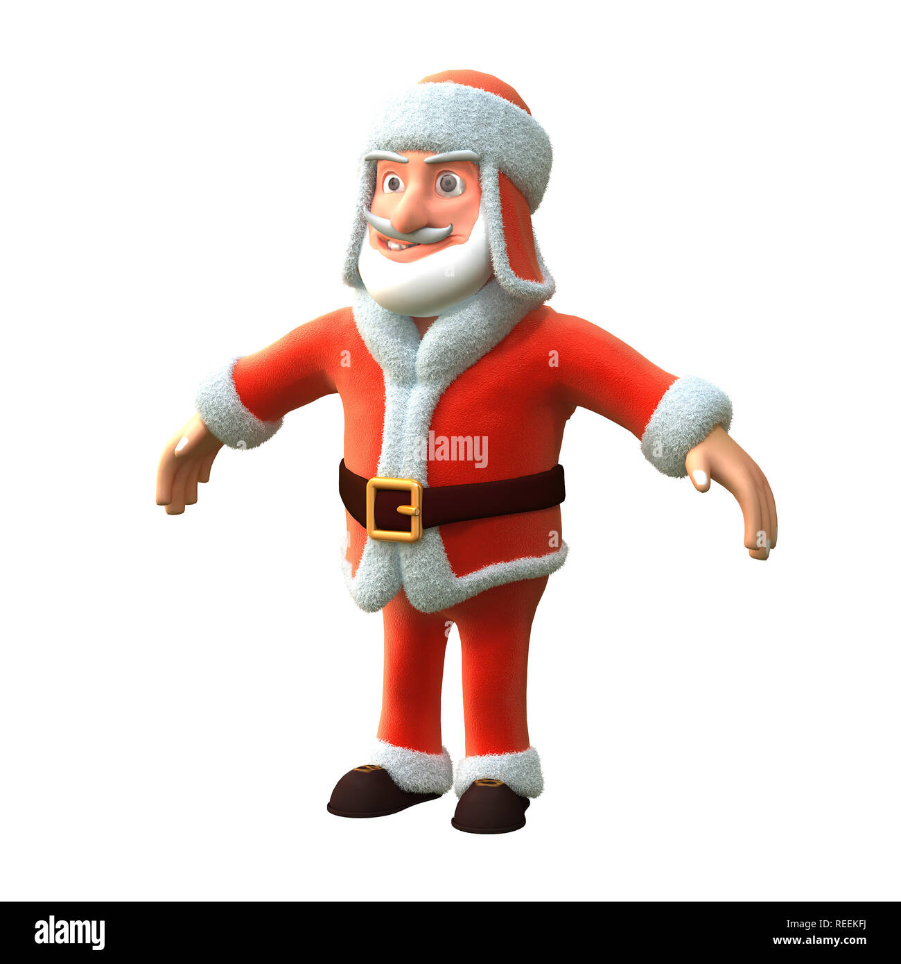 crazy cartoon santa on an isolated white background. 3d illustration ...