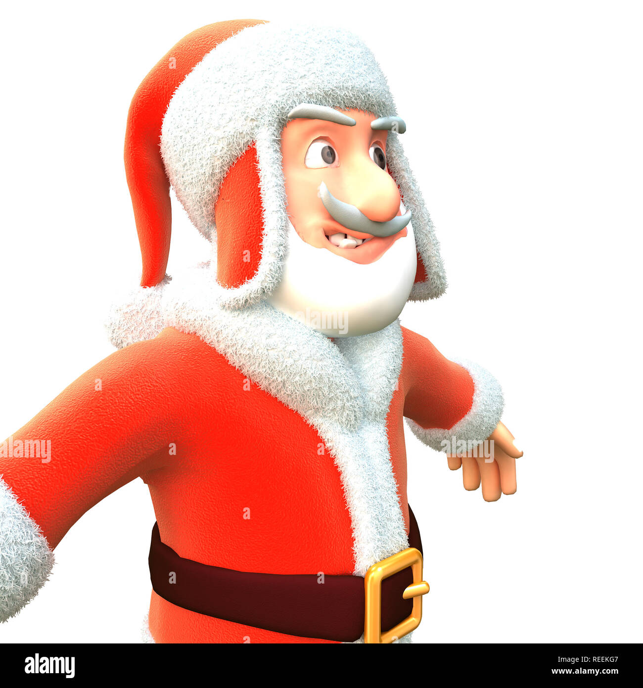 crazy cartoon santa on an isolated white background. 3d illustration ...